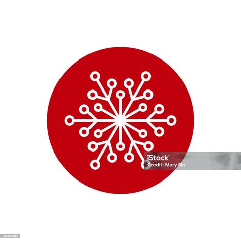 빨간 원에 평평한 흰색 눈송이와 겨울 아이콘입니다 새해 그림 0명에 대한 스톡 벡터 아트 및 기타 이미지 0명 12월 1월 Istock