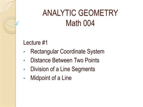 Lecture 1 Analytic Geometry Pptx