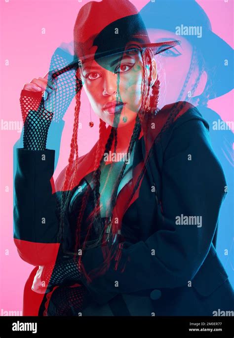 Punk Rock And Graphic Of A Woman With Fashion Creative Portrait And