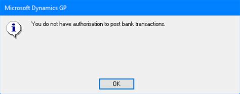 You Do Not Have Authorization To Post Bank Transactions Error In