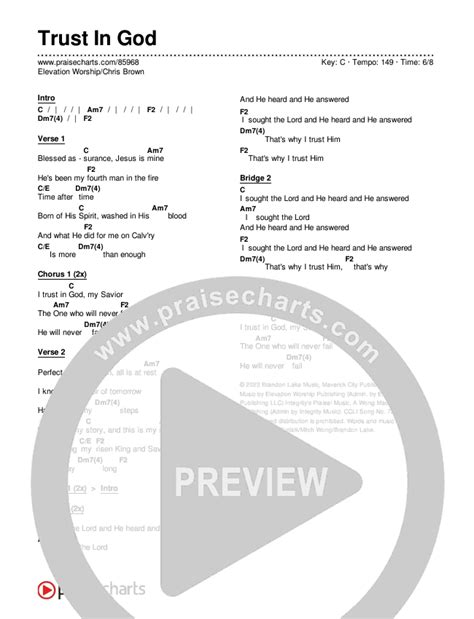 Trust In God Chords Pdf Elevation Worship Chris Brown Praisecharts