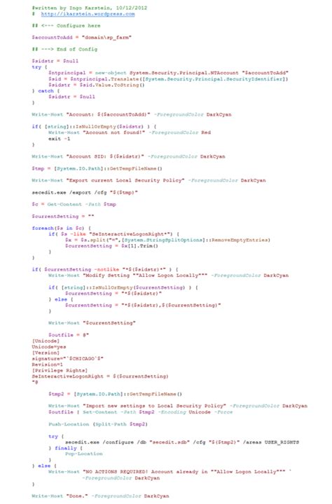 Powershell Script To Add Account To “allow Logon Locally” Privilege On