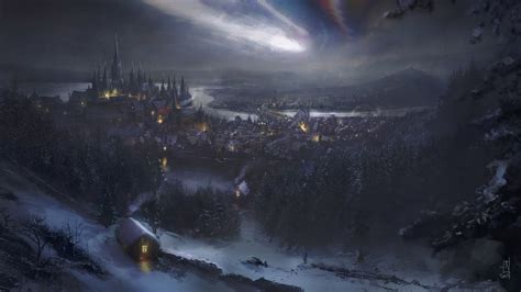 Wallpaper City Night Fantasy Fantasy Medieval City Night Stock