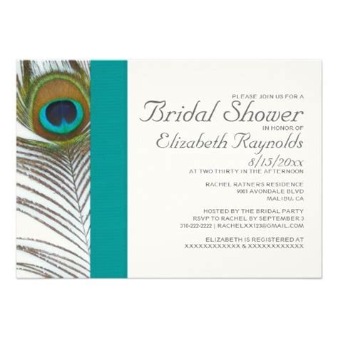 Elegant Peacock Feather Bridal Shower Invitations Zazzle Feather