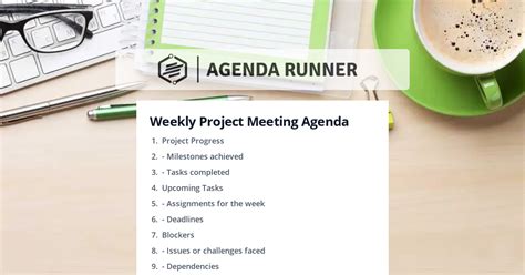 Weekly Project Meeting Agenda Template Agenda Runner