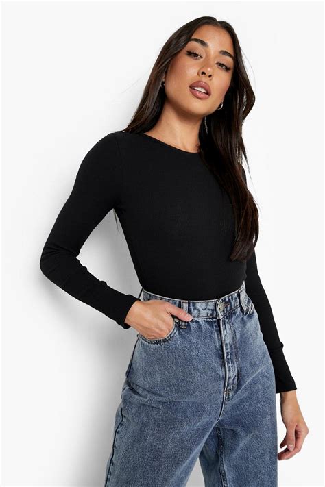 Rib Long Sleeve Bodysuit Boohoo Usa