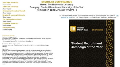 Lubna Tahtamouni On Linkedin So Honoured To Be On This Short List Times Higher Education The