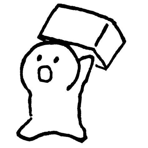 箱を持ち上げて走る 箱を投げているのかな Cute Art Illustration Monochrome イラスト 手描き