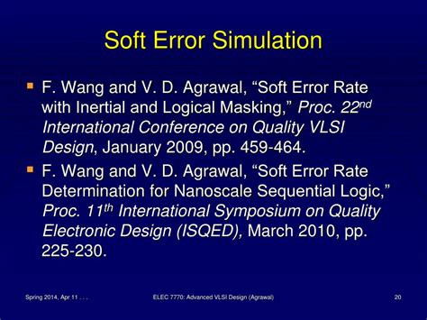 Ppt Elec 7770 Advanced Vlsi Design Spring 2014 Soft Errors And Fault Tolerant Design