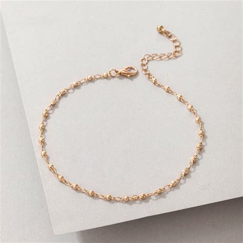 18k Gold Plated Beaded Chain Anklet Beaded Chain Anklets Chain Anklet