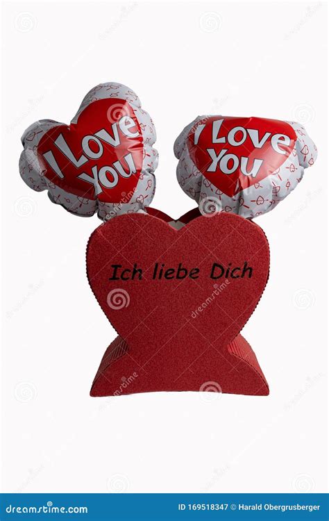 Two Hearts As Balloons With The Words I Love You Are In A Red Heart