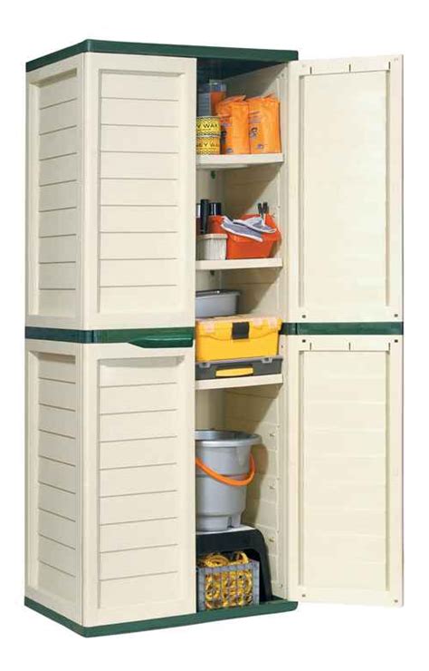 Starplast Outdoor Plastic Garden Utility Cabinet With 4 Shelves Storage