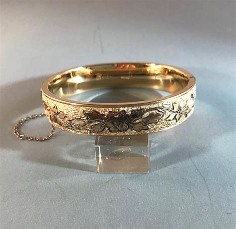 Winard Victorian Revival Gold Filled Bangle Circa 1940 Morning Glory