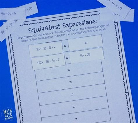 Simple Equivalent Expressions Activity Free Artofit