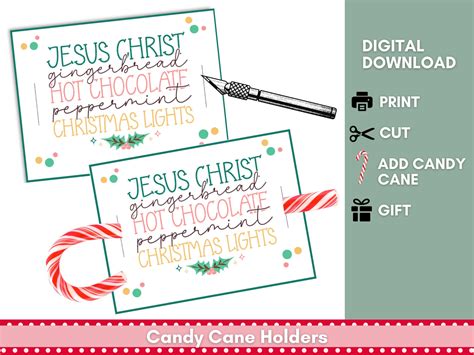 Jesus Candy Cane Card Sweet Treat Tags Candy Cane Holder Christian