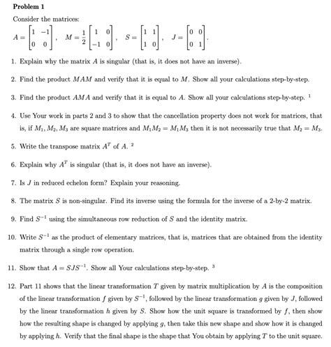 Solved Problem Consider The Matrices Explain Why The Chegg Com