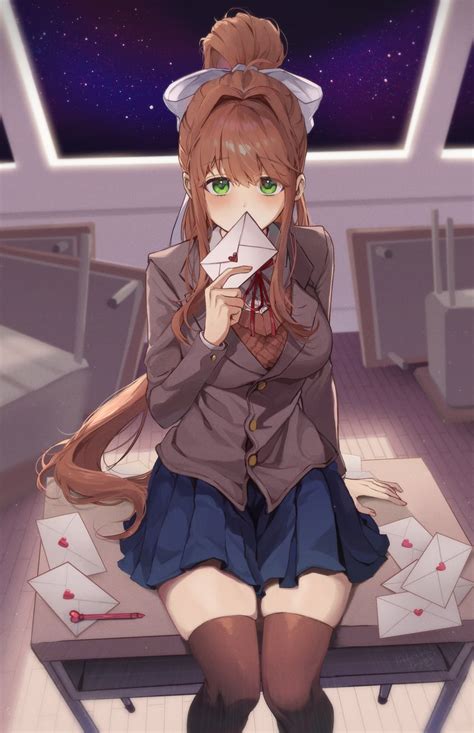 Monika Doki Doki Literature Club Drawn By Onyang Danbooru