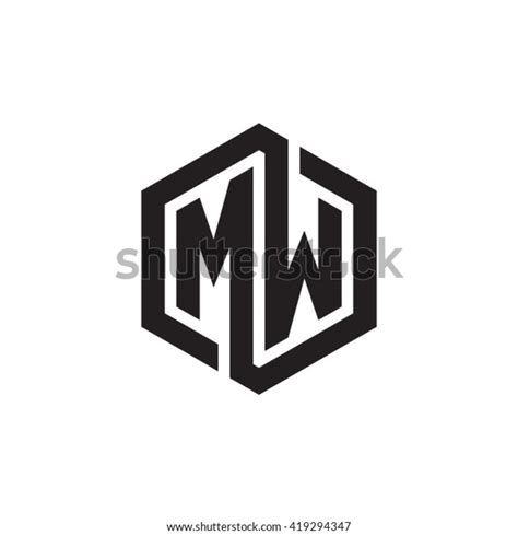 Mw 초기 문자 반복 연결된 육각형 스톡 벡터로열티 프리 419294347