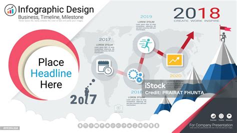 비즈니스 인포 그래픽 타임 라인 이정표 또는로 지도 4 옵션 전략적 계획 회사 값을 정의 하는 사실과 통계를 더 재미 있게 만들기 위해 프로젝트 관리에서 예약에 사용할