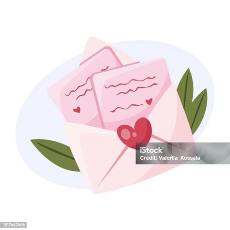 연애 편지가 담긴 봉투 발렌타인 데이에 대 한 벡터 일러스트 레이 션 2월에 대한 스톡 벡터 아트 및 기타 이미지 2월 공휴일 귀여운 Istock