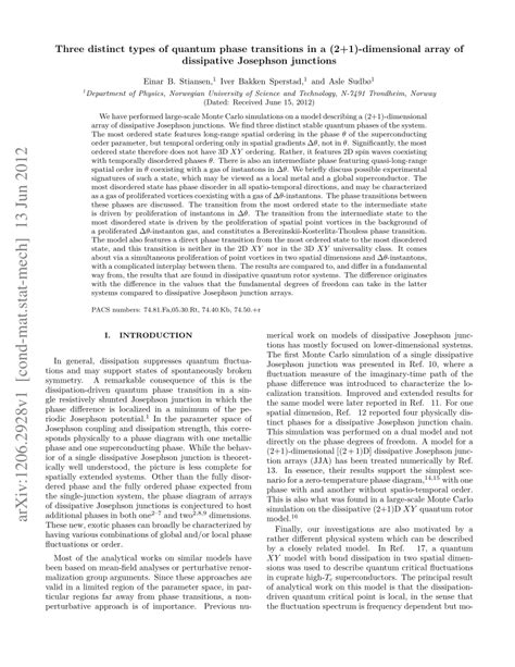 Pdf Three Distinct Types Of Quantum Phase Transitions In A 2 1 Dimensional Array Of