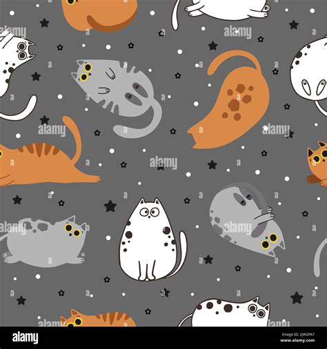 Seamless Pattern With Cute Cartoon Cats Great For Fabric Textile