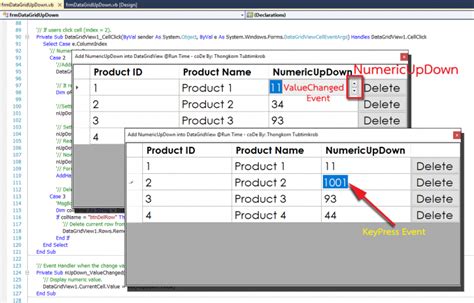 Create A Dynamic Numericupdown And Button Into The Datagridview