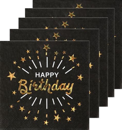 Verjaardag Feest Servetten Happy Birthday 50x Goud 33 X 33 Cm Bol