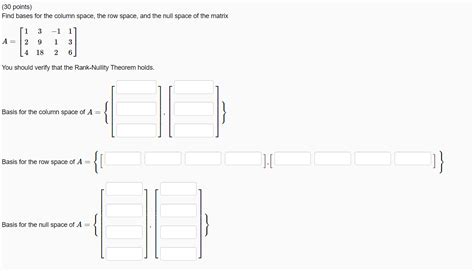 Solved Points Find Bases For The Column Space The Row Chegg