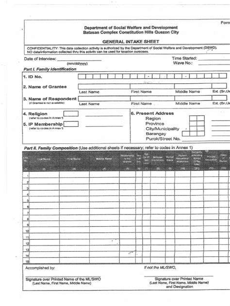 4ps General Intake Sheet Pdf