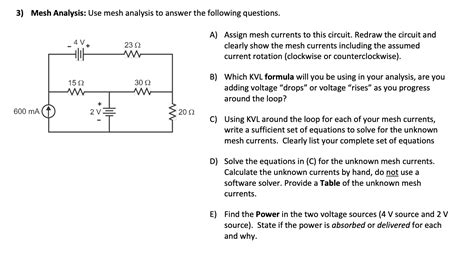 Solved 3 ﻿mesh Analysis Use Mesh Analysis To Answer The