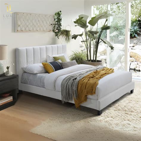 Luxe Faye Queen Bed King Bed Katil Queen King Fabric White