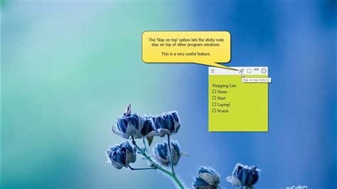 windows keep desktop sticky notes always on top of other apps using