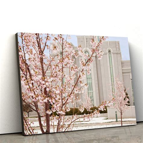 Mt Timpanogos Temple Cherry Blossoms Canvas Wall Art Jesus Christ Pi