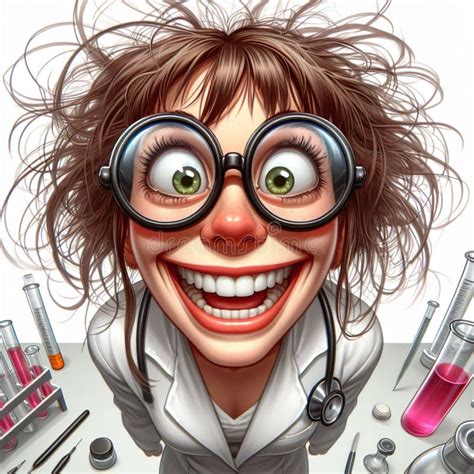 Crazy Looking Female Scientist As An Illustration Stock Illustration