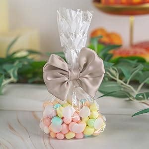 Amazon AIMUDI Dusty Rose Satin Ribbon Twist Tie Bows For Treat Bags Dusty Pink Bows
