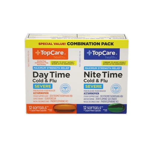 Topcare Health Maximum Strength Daynite Time Cold And Flu Sever Softgels