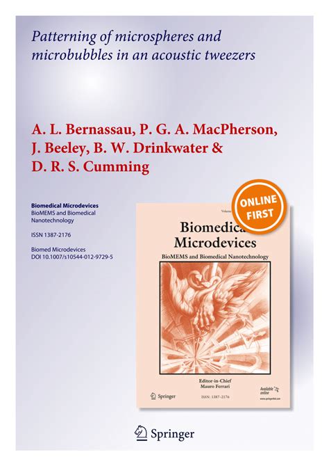 Pdf Patterning Of Microspheres And Microbubbles In An Acoustic Tweezers