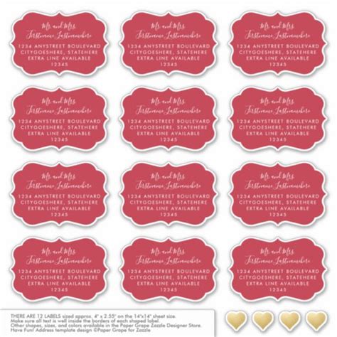 Personalized Mailing Address Labels Shape Red Uk