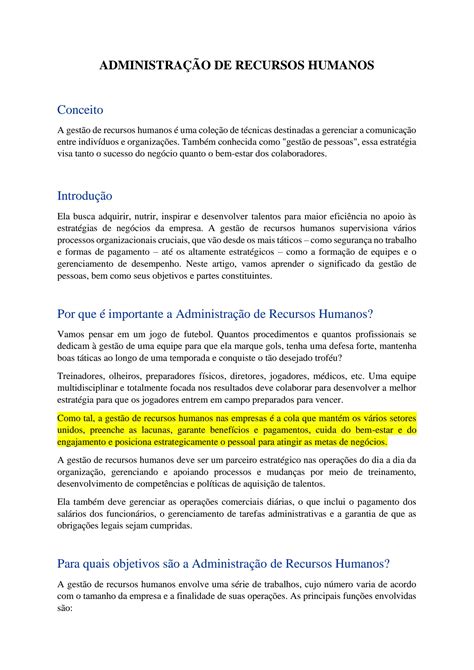 SOLUTION Administra O De Recursos Humanos Studypool