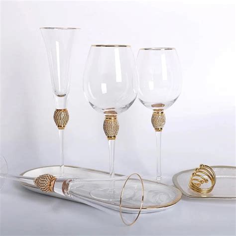Rhinestone Wine Glass Reddiamondfurniture