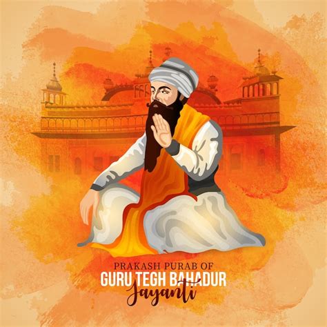 Premium Vector Guru Tegh Bahadur Jayanti Vector Illustration