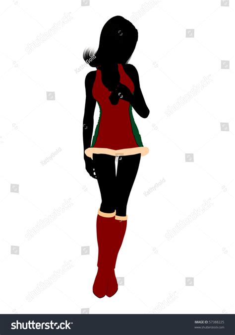Sexy Female Christmas Elf Illustration Silhouette Stock Illustration