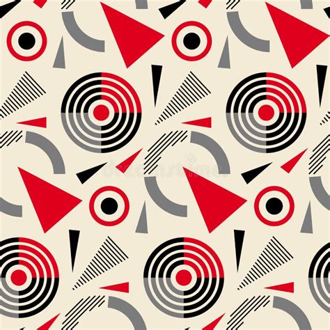 Seamless Abstract Pattern In Constructivism Soviet Style Vector Vintage 20s Geometric Ornament