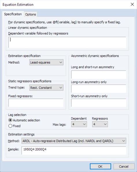 eviews help estimating ardl models in eviews