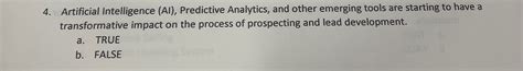 Solved Artificial Intelligence AI Predictive Analytics Chegg