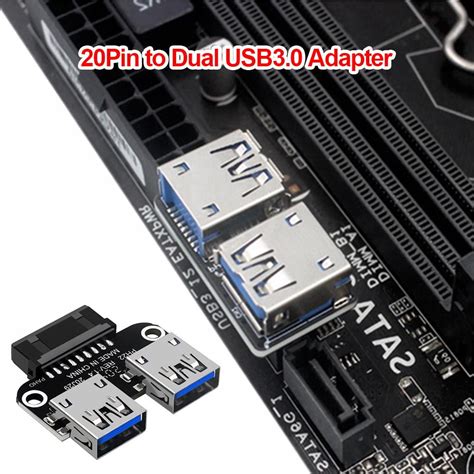 Adaptador De Placa Base Usb 30 De 20 Pines Hembra A Doble Usb 30 Tipo