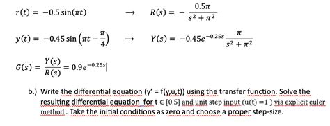 Solved B Write The Differential Equation Y F Y U T Chegg