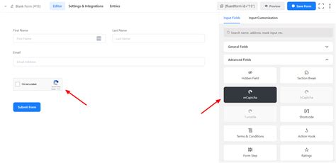 Recaptcha Field Data Type In Fluent Form Wordpress Plugin