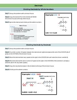 Decimals How To Adding Subtracting Multiplying And Dividing TPT